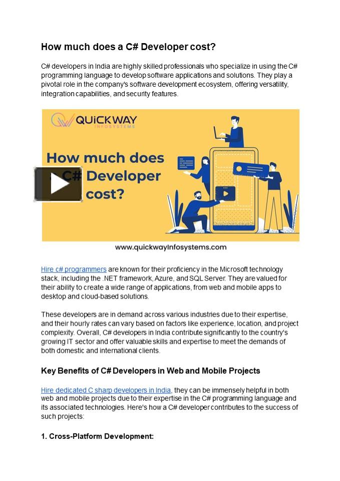 How much does a C# Developer cost? presentation | free to download