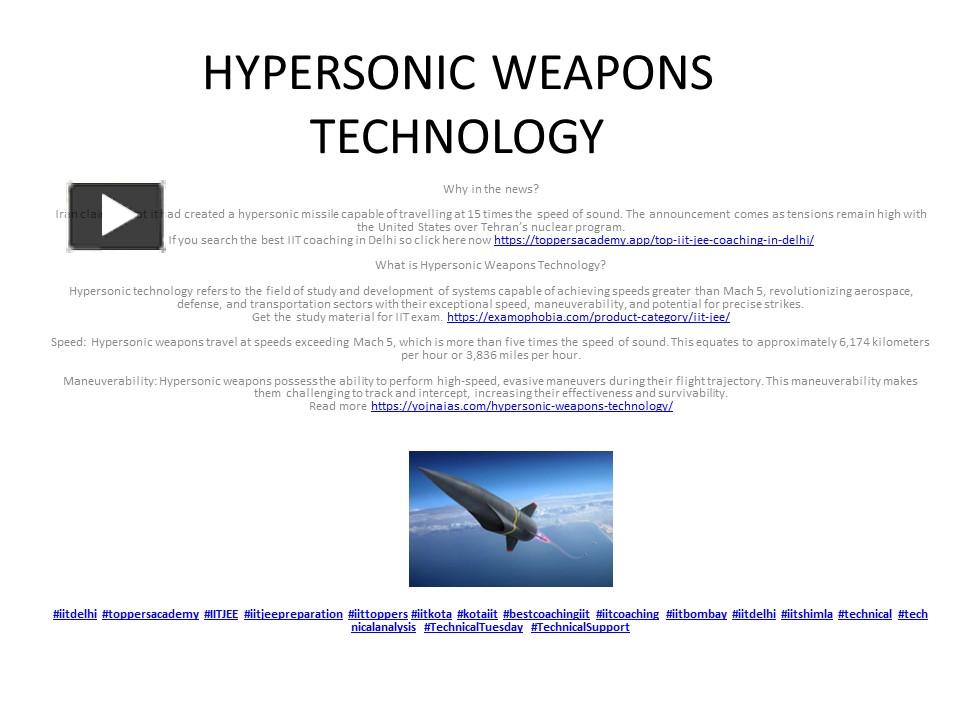 HYPERSONIC WEAPONS TECHNOLOGY presentation | free to download
