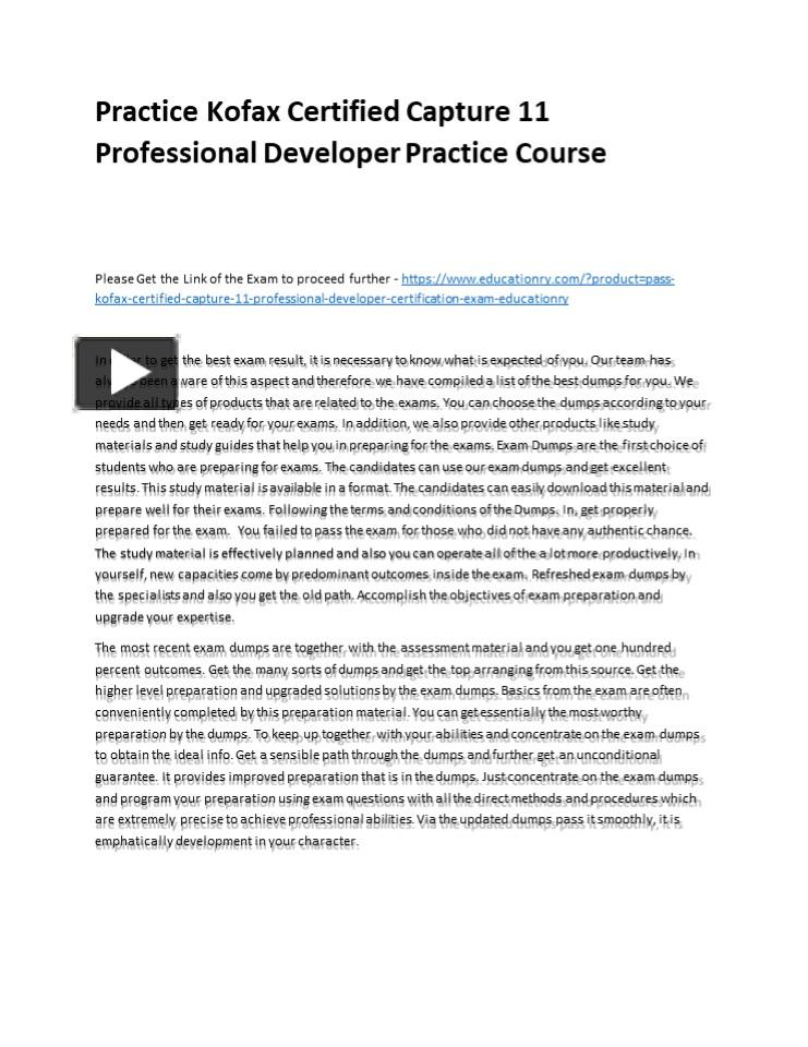 PPT – Practice Kofax Certified Capture 11 Professional Developer ...