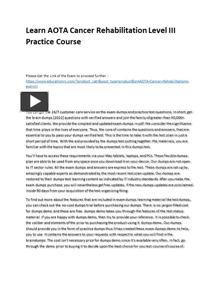 PPT – Learn AOTA Cancer Rehabilitation Level III Practice Course ...