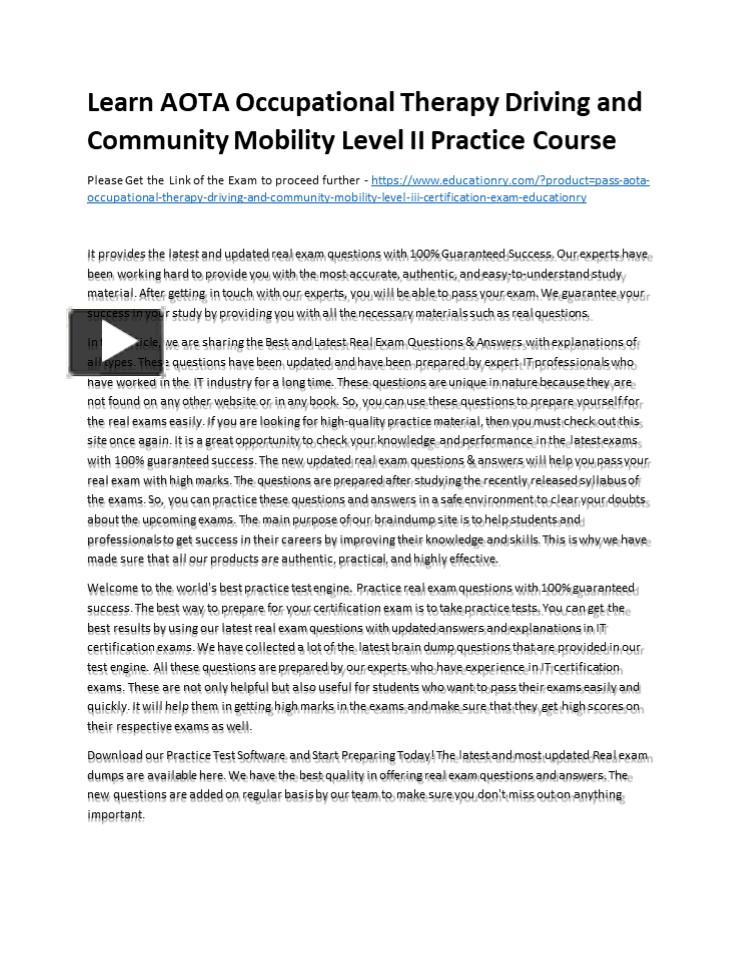 PPT – Learn AOTA Occupational Therapy Driving and Community Mobility ...