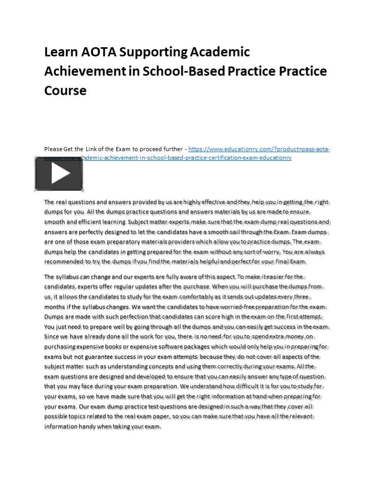 Learn AOTA Supporting Academic Achievement in School-Based Practice ...