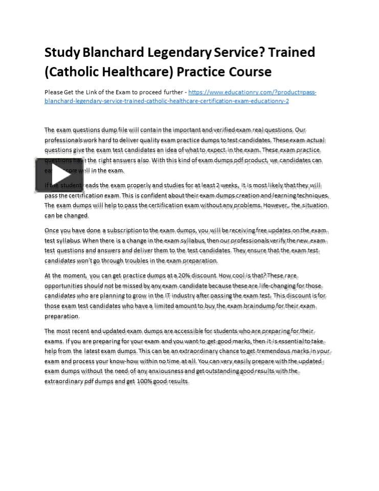 PPT – Study Blanchard Legendary Service? Trained (Catholic Healthcare ...