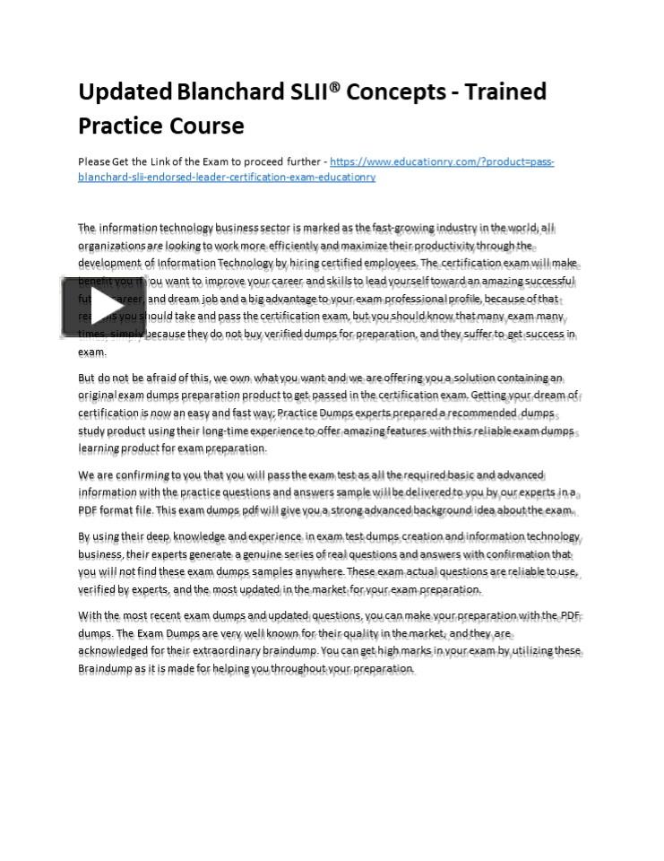 Updated Blanchard SLII® Concepts - Trained Practice Course presentation ...