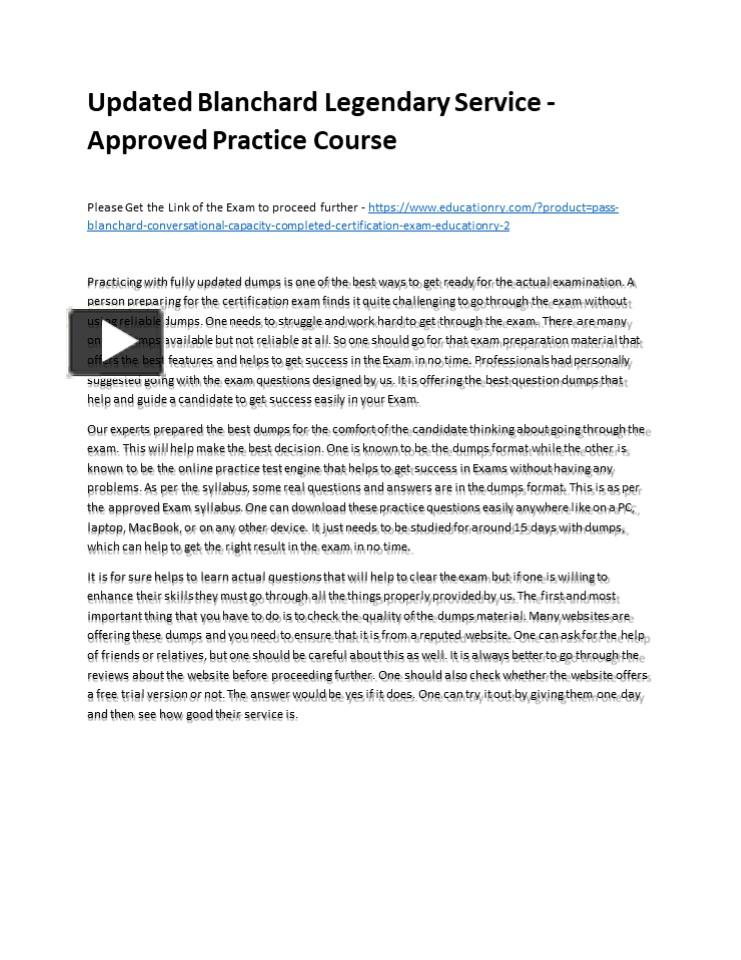 PPT – Updated Blanchard Legendary Service - Approved Practice Course ...