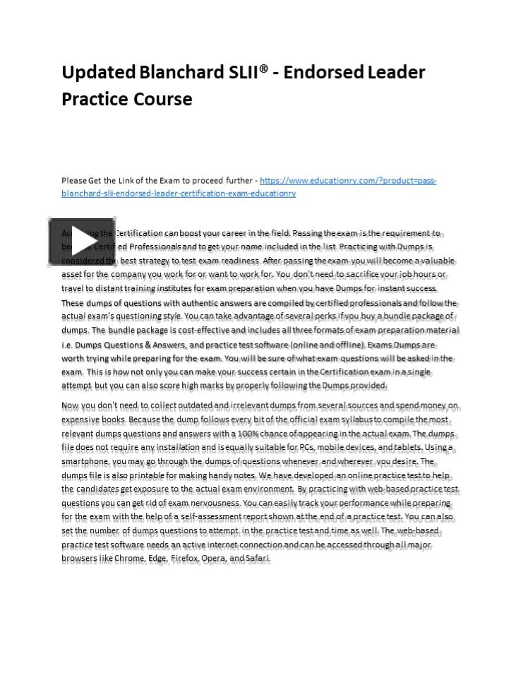 PPT – Updated Blanchard SLII® - Endorsed Leader Practice Course ...