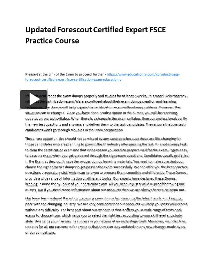 Updated Forescout Certified Expert FSCE Practice Course presentation ...