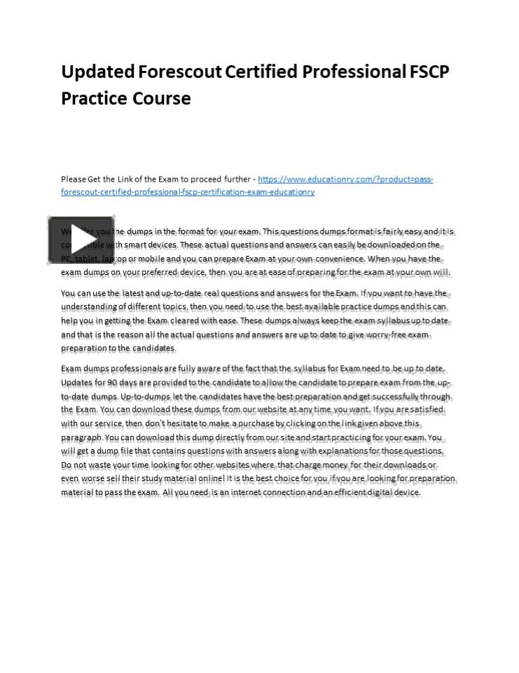 Updated Forescout Certified Professional FSCP Practice Course ...