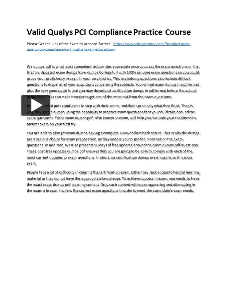 Valid Qualys PCI Compliance Practice Course presentation | free to download