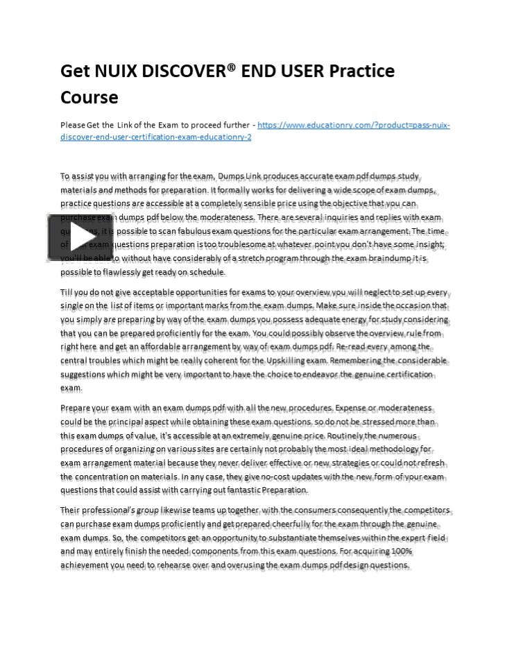 Get NUIX DISCOVER® END USER Practice Course presentation | free to download