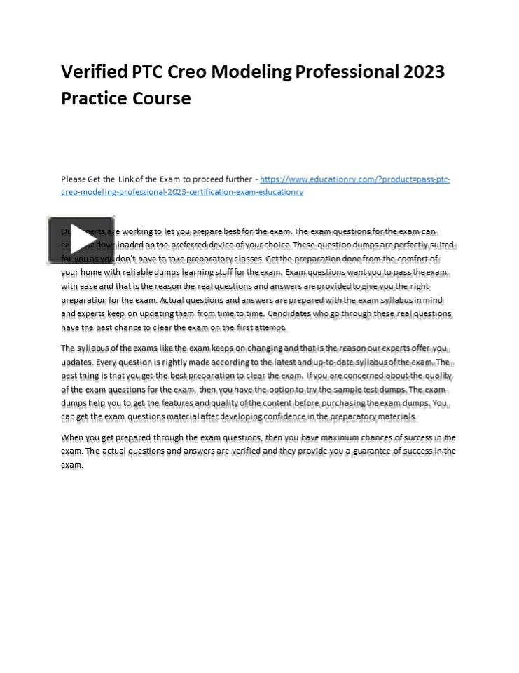 PPT – Verified PTC Creo Modeling Professional 2023 Practice Course ...