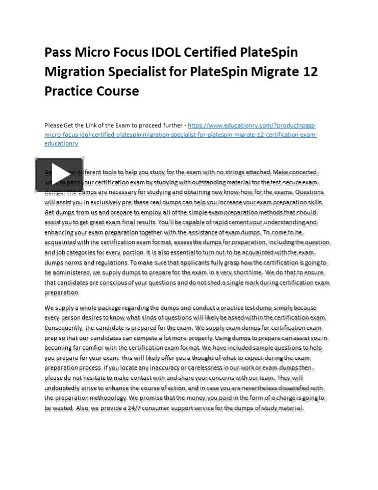 PPT – Pass Micro Focus IDOL Certified PlateSpin Migration Specialist ...
