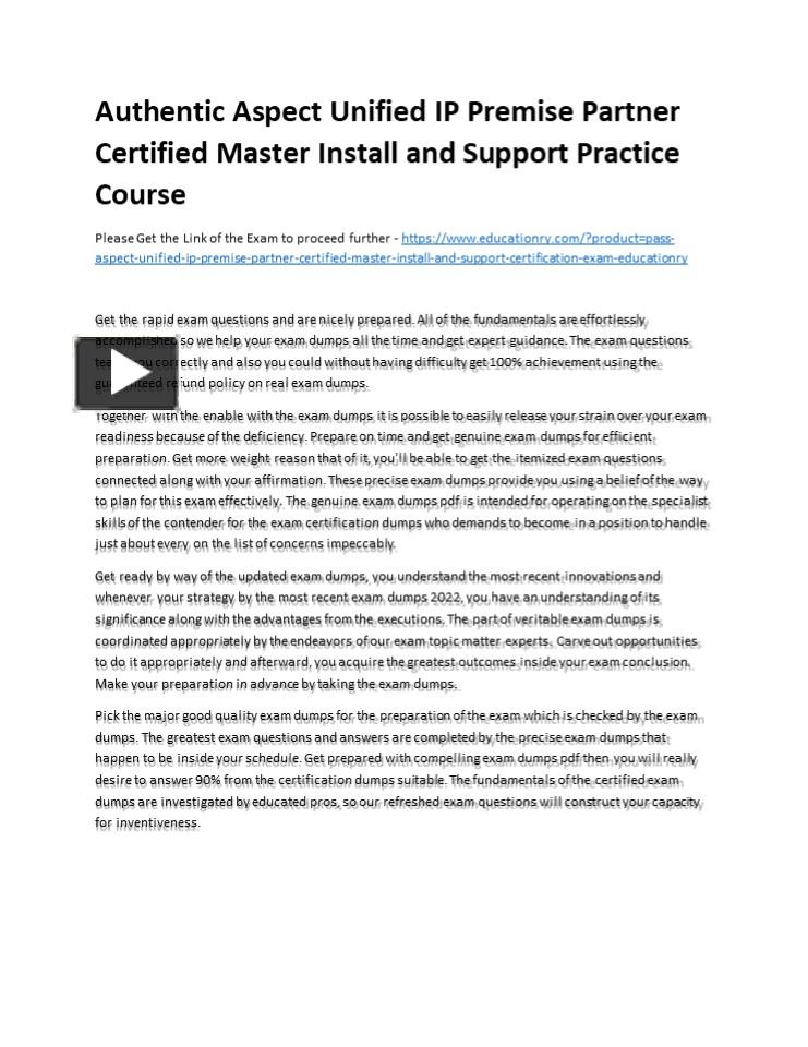Authentic Aspect Unified IP Premise Partner Certified Master Install ...