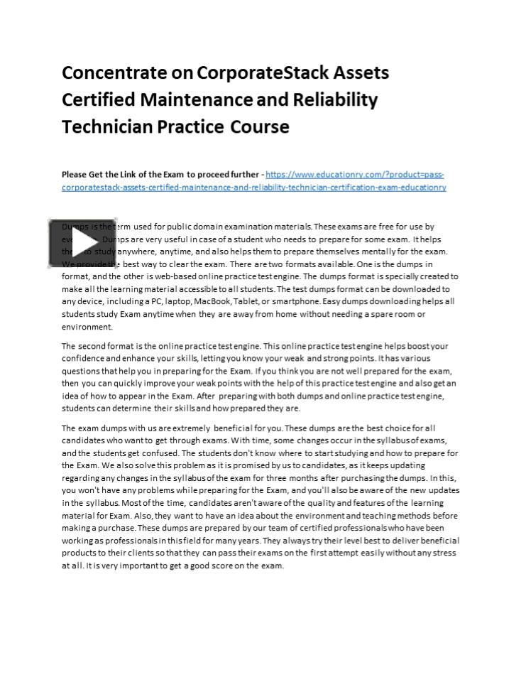 PPT – Concentrate on CorporateStack Assets Certified Maintenance and ...