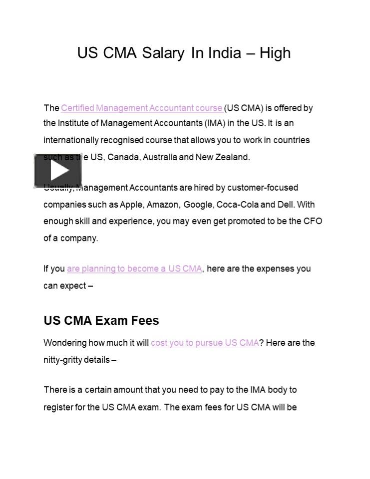 What is the highest-paying cma salary in India, according to IMA ...