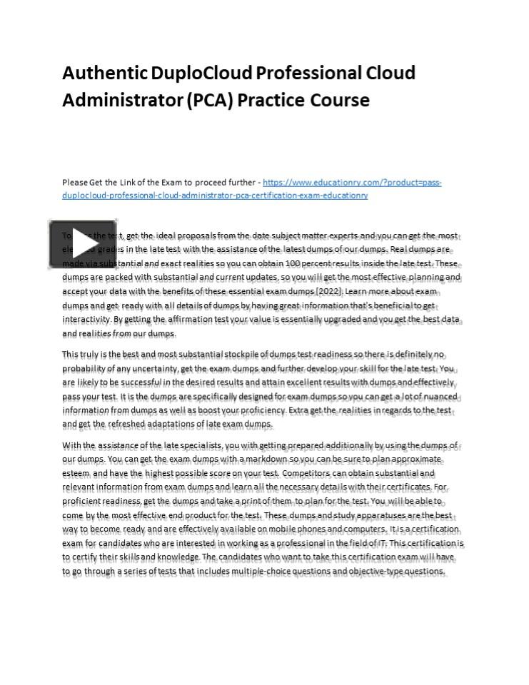 PPT – Authentic DuploCloud Professional Cloud Administrator (PCA ...