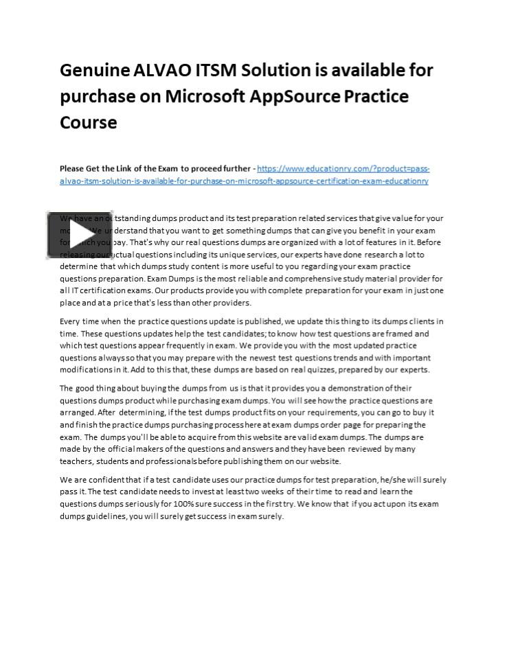 Genuine ALVAO ITSM Solution is available for purchase on Microsoft ...