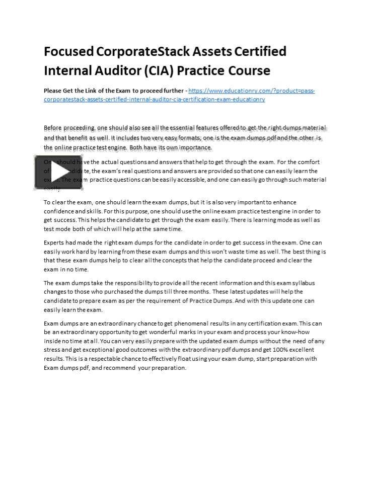 PPT – Focused CorporateStack Assets Certified Internal Auditor (CIA ...