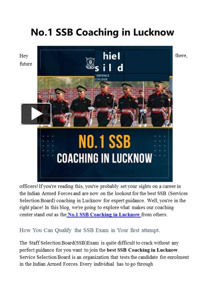 PPT – No.1 SSB Coaching in Lucknow PowerPoint presentation | free to ...