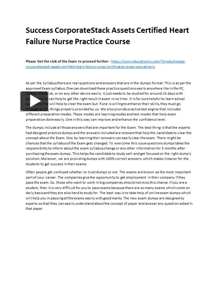 PPT – Success CorporateStack Assets Certified Heart Failure Nurse ...