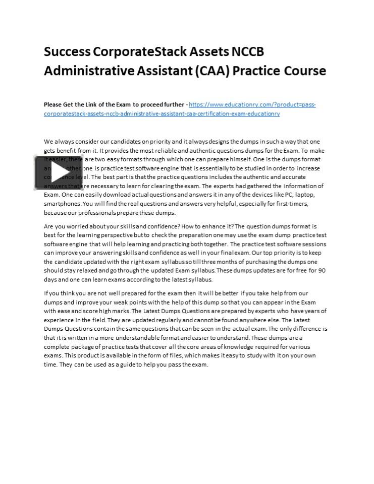 PPT – Success CorporateStack Assets NCCB Administrative Assistant (CAA ...