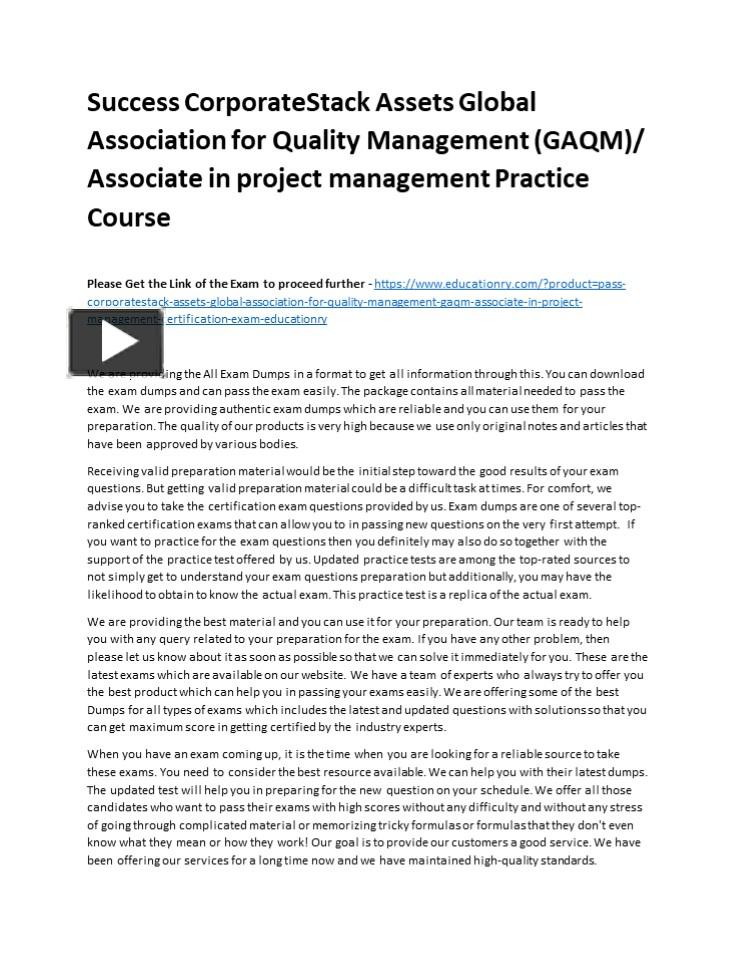 Success CorporateStack Assets Global Association for Quality Management ...