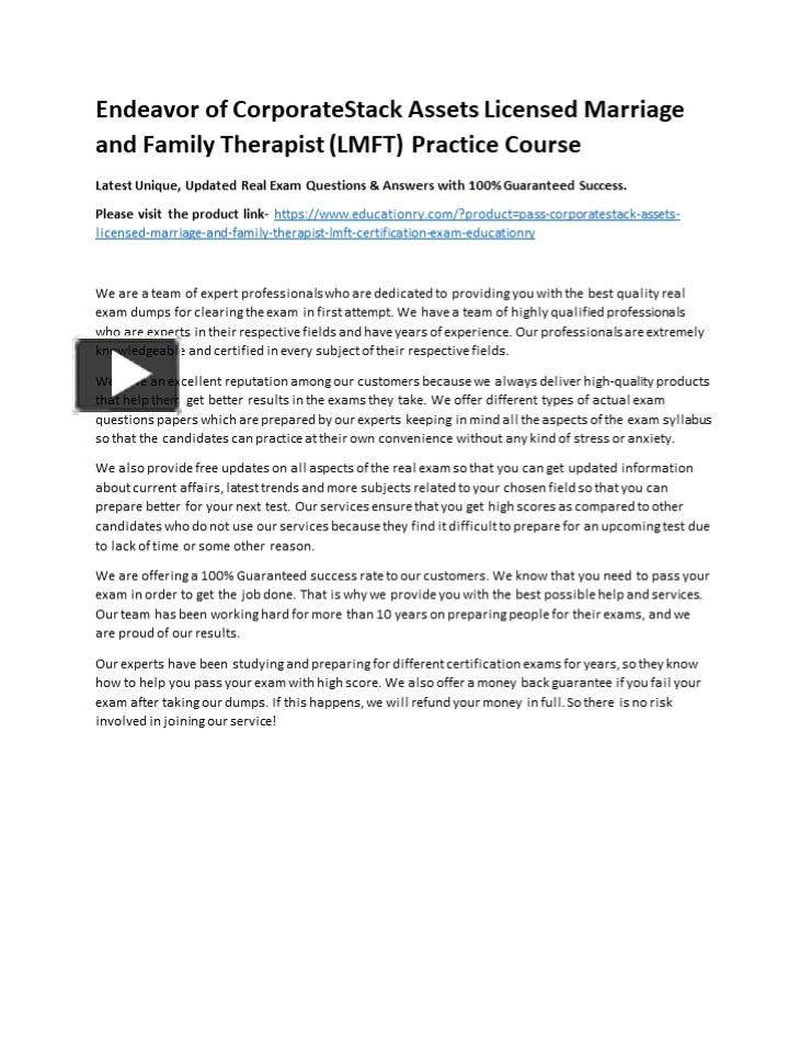 PPT – Endeavor of CorporateStack Assets Licensed Marriage and Family ...