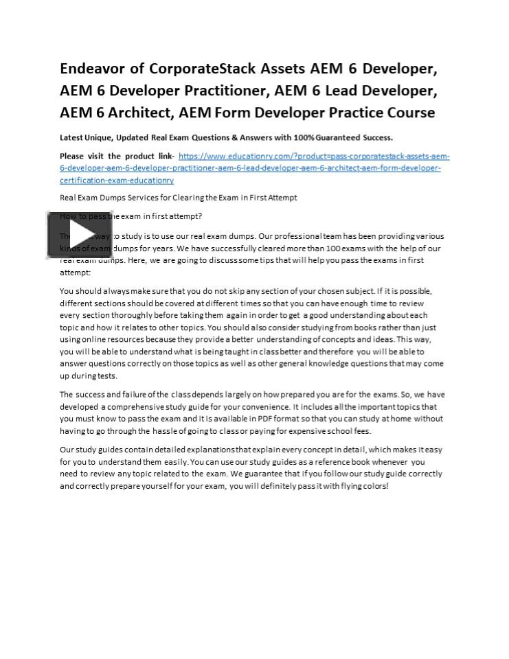 Endeavor of CorporateStack Assets AEM 6 Developer, AEM 6 Developer ...