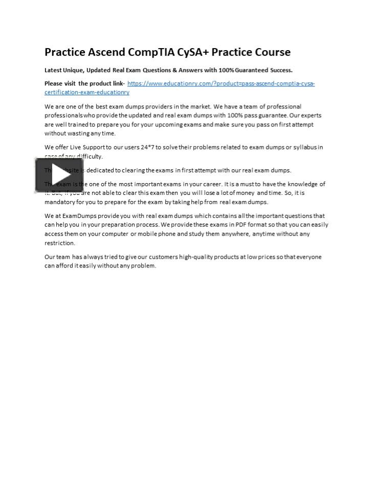 PPT – Practice Ascend CompTIA CySA+ Practice Course PowerPoint ...