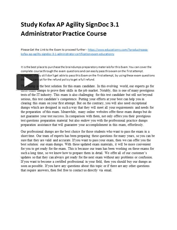 PPT – Study Kofax AP Agility SignDoc 3.1 Administrator Practice Course ...
