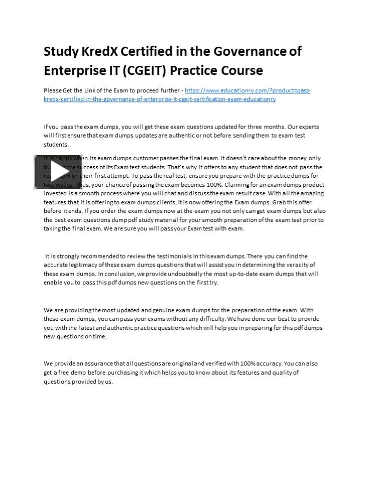 Study KredX Certified in the Governance of Enterprise IT (CGEIT ...