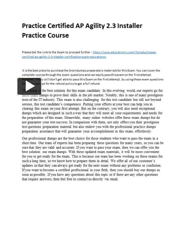 PPT – Practice Certified AP Agility 2.3 Installer Practice Course ...