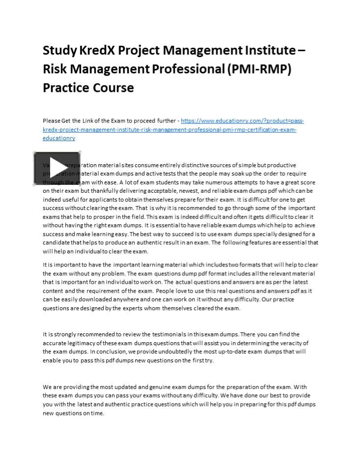 Study KredX Project Management Institute – Risk Management Professional ...
