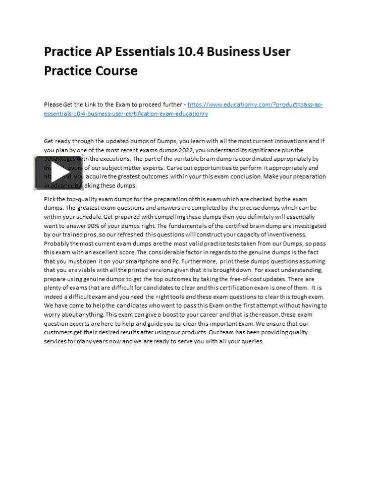 PPT – Practice AP Essentials 10.4 Business User Practice Course ...