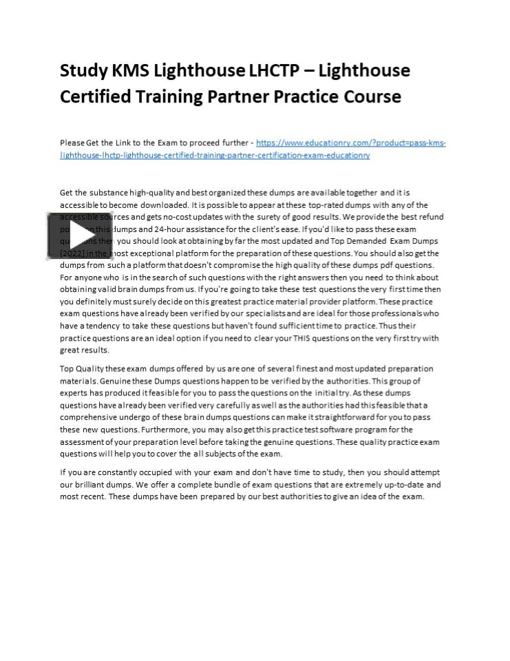 PPT – Study KMS Lighthouse LHCTP – Lighthouse Certified Training ...
