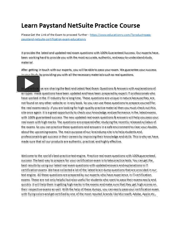 Learn Paystand NetSuite Practice Course presentation | free to download