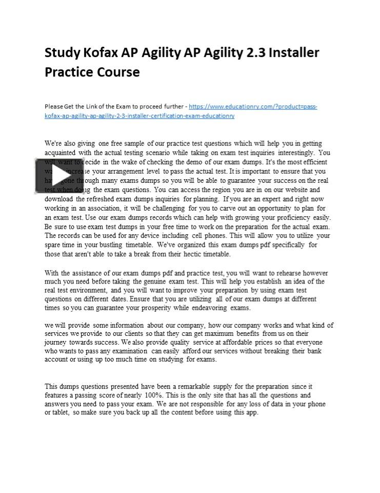 PPT – Study Kofax AP Agility AP Agility 2.3 Installer Practice Course ...