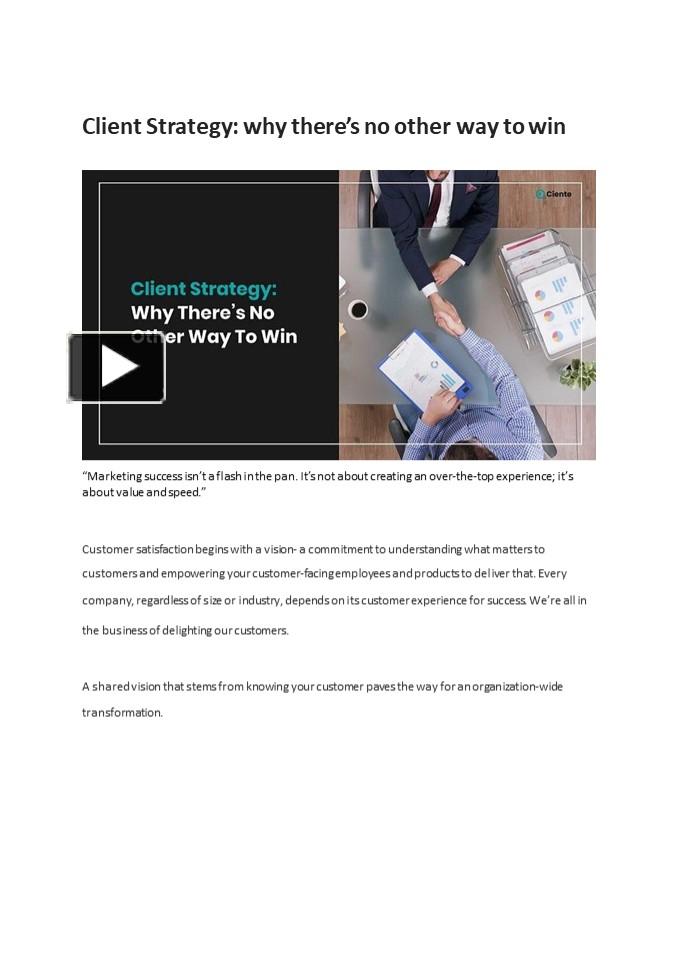 PPT – Client Strategy: why there’s no other way to win PowerPoint ...