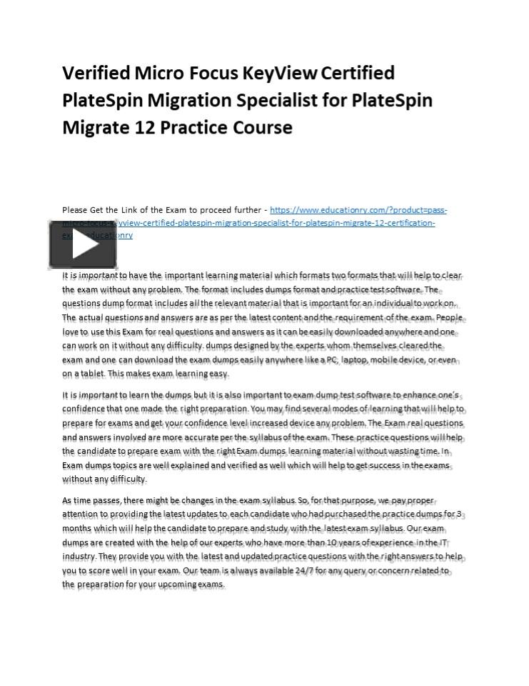 PPT – Verified Micro Focus KeyView Certified PlateSpin Migration ...