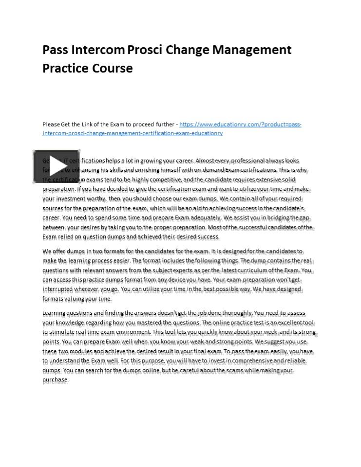 Pass Intercom Prosci Change Management Practice Course presentation ...