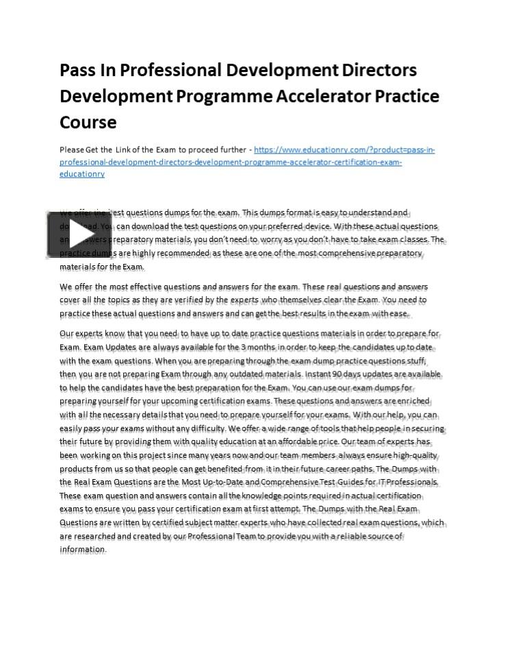 PPT – Pass In Professional Development Directors Development Programme ...