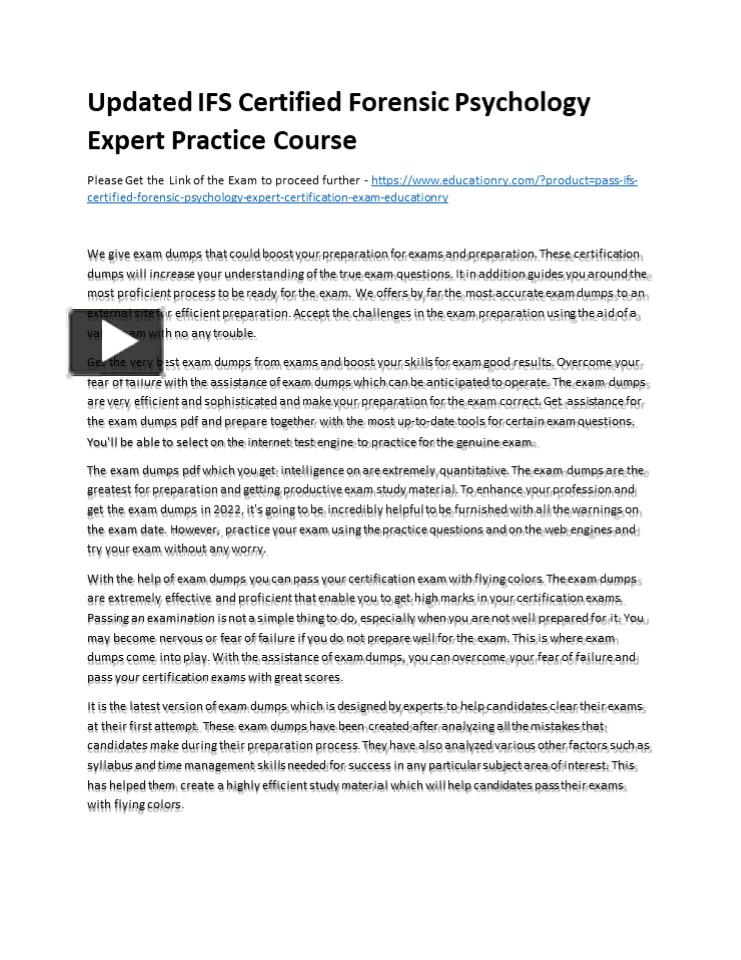 PPT – Updated IFS Certified Forensic Psychology Expert Practice Course ...