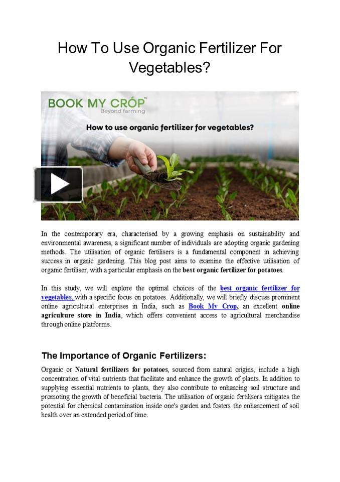 PPT – How to use organic fertilizer for vegetables? PowerPoint ...