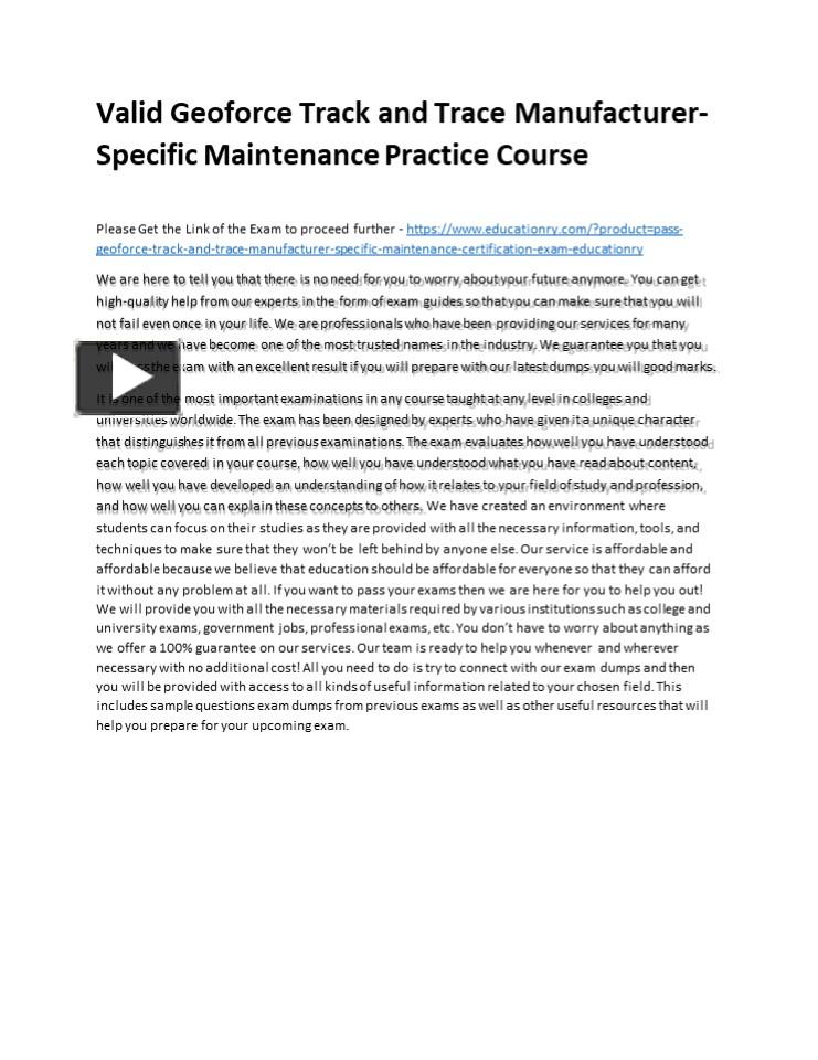 PPT – Valid Geoforce Track and Trace Manufacturer-Specific Maintenance ...