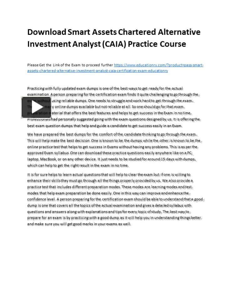 Download Smart Assets Chartered Alternative Investment Analyst (CAIA ...