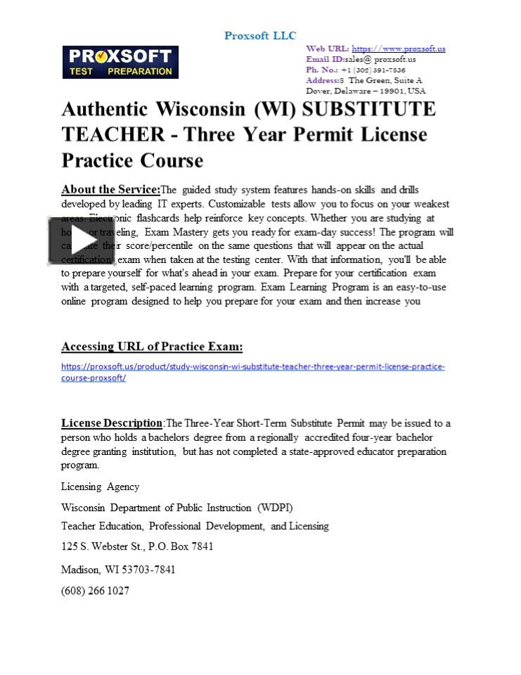 PPT – Authentic Wisconsin (WI) SUBSTITUTE TEACHER - Three Year Permit ...