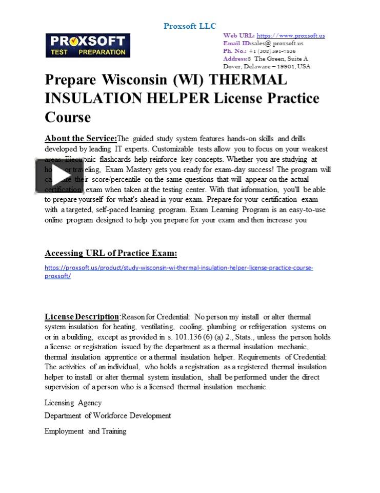 Prepare Wisconsin (WI) THERMAL INSULATION HELPER License Practice ...