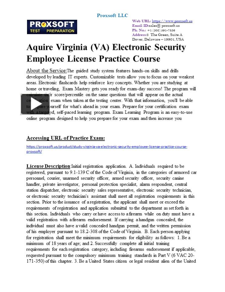 PPT – Aquire Virginia (VA) Electronic Security Employee License ...
