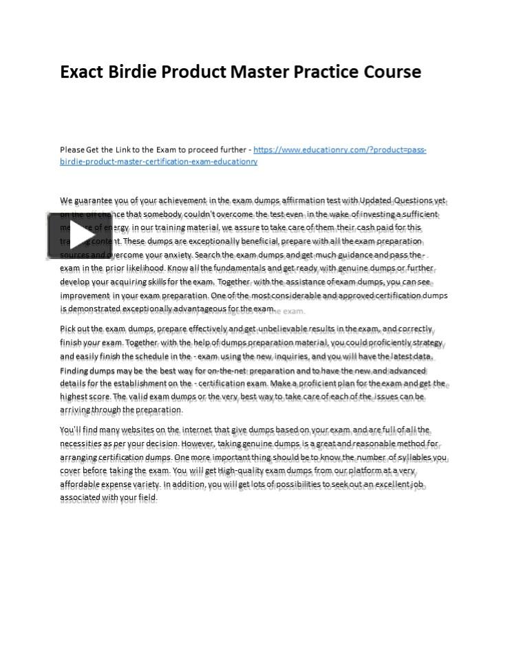 PPT – Exact Birdie Product Master Practice Course PowerPoint ...