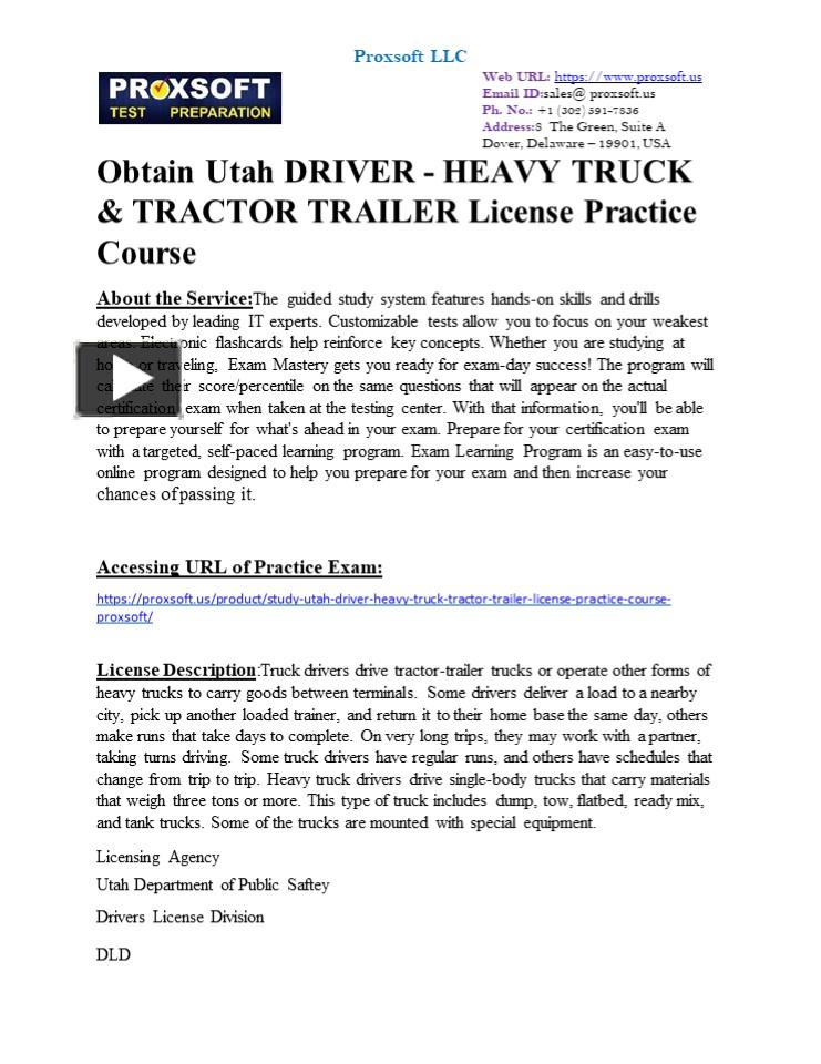 PPT – Obtain Utah DRIVER - HEAVY TRUCK & TRACTOR TRAILER License ...